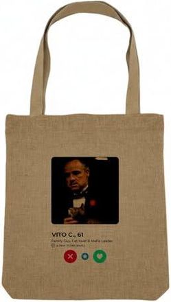 Fabulous Sac Shopping Tote Bag Aspect Lin - Vito Corleone Parrain Mafia R&eacute;seau Social Rencontre Amour - Sac de Courses Toile Epaisse 360g Beige Naturel Cabas P