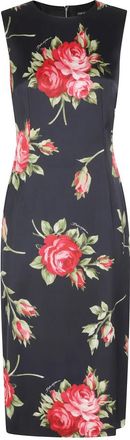 Dolce & Gabbana Femme, Robes, Noir, Taille: 36 FR Robe fourreau midi &agrave; imprim&eacute; bouquet de roses