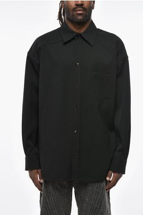 Bottega Veneta Solid Color Wool Overshirt with Breast Pocket size 50