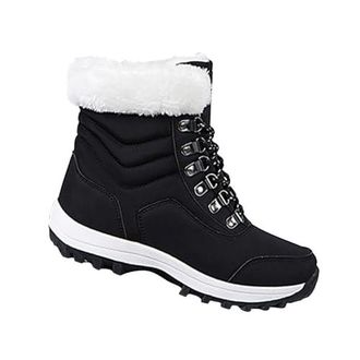 Generic Bottes de neige dhiver pour femme - Imperm&eacute;ables et antid&eacute;rapantes - Chaussures de marche en plein air doubl&eacute;es de fourrure - Bottines mi-mollet, Noir