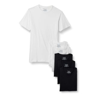 Amazon Essentials Herren Rundhals-T-Shirts Aus Baumwolle, Vielseitige Soft Basics, 6er-Pack, Schwarz/Wei&szlig;, XXL
