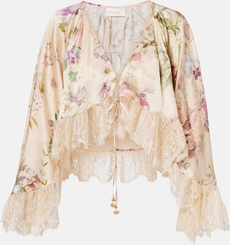 Camilla Cropped-Top aus Seide mit Spitze