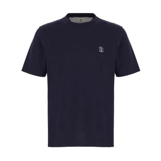 Brunello Cucinelli T-Shirt mit Rundhalsausschnitt - - Tops - Herren - Blau - M