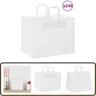 vidaXL Vidaxl - Papiertragetaschen 250 Stk. mit Henkeln Wei&szlig; 32x22x24 cm