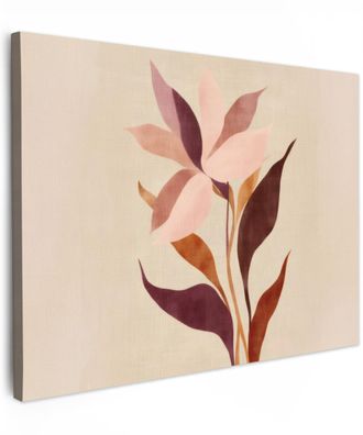 MuchoWow &copy; Bild auf Leinwand 70x50 cm Schlafzimmer Bilder Badezimmer Wand Deko Wohnzimmer Modern Wanddeko Bilderwand Geschenk Blumen - Bl&auml;tter - Minimalistisch