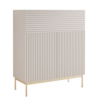 Selsey Kommode mit LED-Beleuchtung Modernes Sideboard in Kaschmir mit Push-to-Open Schlafzimmer Kommode 92cm Breite 4 Ablagen und Klappfach Elegante Goldene 