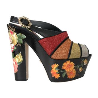 Dolce & Gabbana Blumige Kristall-Plateau-Sandalen - - Shoes - Damen - Mehrfarbig - 37 EU