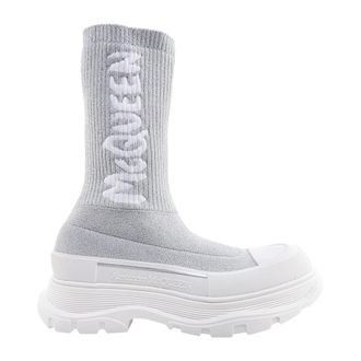 Alexander McQueen Graue Stretchylon Stiefeletten - - Shoes - Damen - Grau - 39 EU