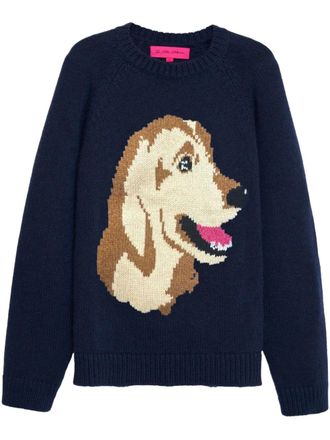 The Elder Statesman pull à motif retriever - Bleu