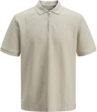 Jack & Jones Zip Jjeaustin Polo zippé SS Noos Pls, Beige Clair, 4XL Hommes