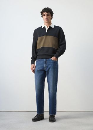 Mango Jean Sammy court coupe carotte bleu fonc&eacute; - Homme - 38 - MANGO MAN