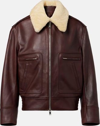 Bottega Veneta Veste en cuir et shearling