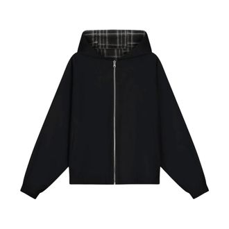 Arte Homme, Vestes, Noir, Taille: XL Veste &agrave; capuche r&eacute;versible &agrave; carreaux