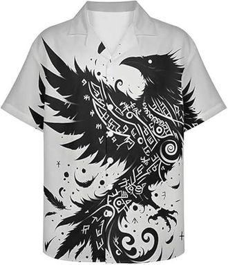 Keephen Viking Chemise Hawaiienne Femmes Hommes Viking Tatouage Impression 3D Chemise &agrave; Boutons Casual &Eacute;t&eacute; Chemisier Col &agrave; Revers Chemises