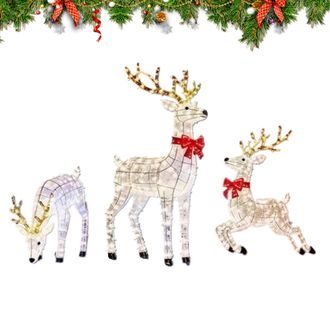 Generic Beleuchtetes Weihnachts-Rentier - 3 St&uuml;ck realistische Lampe | Nachtlicht f&uuml;r den Innenbereich, Zuhause, Familie, Party, Rasen, Garten, Auffahrt, Nach