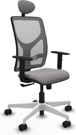 Piqueras y Crespo B&uuml;rostuhl, grau, mit 1D-Armlehnen, h&ouml;henverstellbare Lendenwirbelst&uuml;tze und festes Kopfteil, ausgestattet mit Sincro 3 Positionen und Schneideschaum, 
