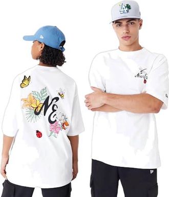 New Era Floral Graphic T-shirt surdimensionné Blanc (DE/NL/SE/PL, Alphanumérique, L, Regular, Regular, Blanc), Blanc