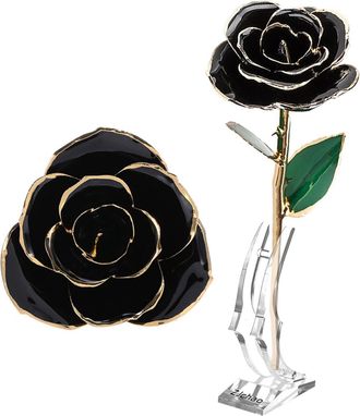 Filfeel Rose, 24K Schwarz Rose mit Stand und Verpackungskasten, Romantisches Liebevolles Blumengeschenk für Frau Freundin Geburtstag Muttertag Hochzeitstag Ja