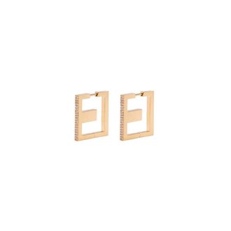 Elisabetta Franchi Ohrstecker mit quadratischem Logo - - Accessories - Damen - Gelb - ONE SIZE
