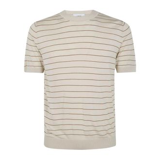 Lardini Gestreiftes Strick-T-Shirt - - Tops - Herren - Beige - M