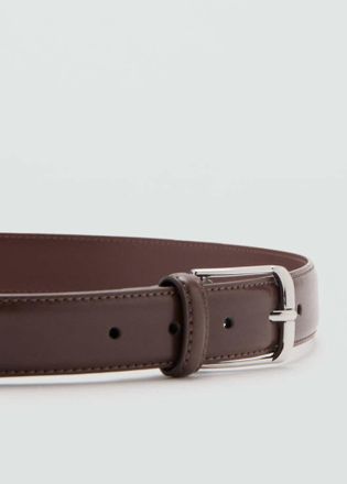 Mango Ceinture cuir boucle marron moyen - Homme - 100 - MANGO MAN