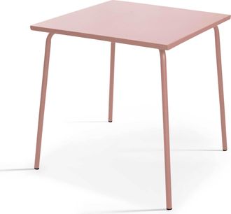 Oviala Gartentisch, quadratisch, aus Metall, Puderrosa, 70 cm - Palavas