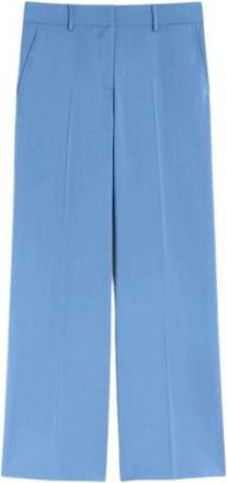 Max Mara Femme, Pantalons, Bleu, Taille: 46 FR Pantalon Palazzo Ample et Fluide