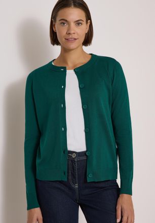 Cecil Cardigan CECIL, Damen, Gr. XXL (46), schwarz fir gr&uuml;n, Web, 60% Baumwolle, 40% Viskose, unifarben, comfort fit normal, Rundhals, Rippb&uuml;ndchen, Strickj