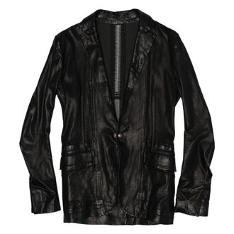 Isaac Sellam Experience Homme, Vestes, Noir, Taille: XL Pionnier Single Button Leather Blazer