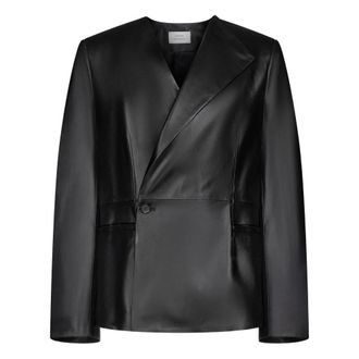 Loulou Studio Femme, Vestes, Noir, Taille: 38 FR Paoli Asymmetric Lapel Leather Jacket