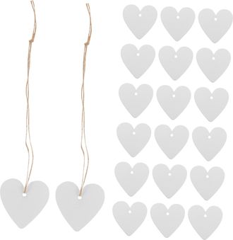 Artibetter 30 St&uuml;ck Teiliges Herz Anh&auml;nger aus Wei&szlig;em Holz mit Vorgestanztem Loch und Juteband Umweltfreundliche Dekoherzen zum Aufh&auml;ngen f&uuml;r Hochzeit Party und 