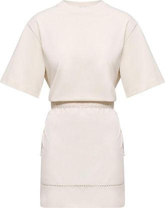 Moncler Moncler Mini- Robe T-shirt En Coton M&eacute;lang&eacute;, Femme, Blanc, Taille: Xs