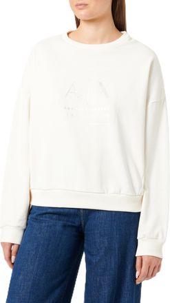 A|X Armani Exchange Womens Sustainable, Black Edition, Round Neck Sweatshirt White,S