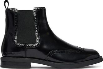 Tommy Hilfiger Klassische Stiefeletten Lth Abrasivato Brogue Chelsea FM0FM06079 Schwarz
