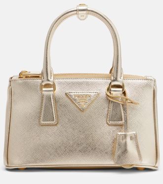 Prada Tote Bag Galleria Mini aus Metallic-Leder