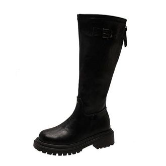 Generic Bottes hautes au genou pour femme - Talon &eacute;pais - Confortables - &Eacute;l&eacute;gantes - Couleur unie - Fermeture &eacute;clair dans le dos - Large mollet - Pour lautomn