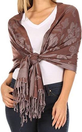Sakkas CHS158 Tawny Pashmina/Châle/Pèlerine/Étole réversible papillon léger - Brun - One Size