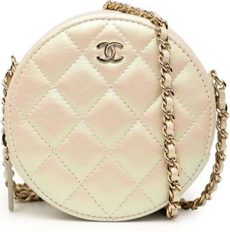 Chanel Hobo Bags - Iridescent Quilted Lambskin Round Clutch With Chai - Gr. unisize - in Weiß - für Damen