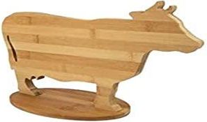 Fisura HM1223 Schneidebrett mit Ständer Kuh, Holz, Bambus, Beige, H26 x 15 x 36 cm