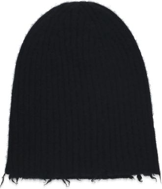 Uma Wang UMA Wang, Femme, Accessoires, Noir, Taille: S/M Bonnet en cachemire noir avec détails déchirés