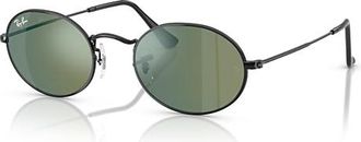Ray-Ban Oval Flat Lenses Sonnenbrillen Schwarz Fassung Blau Glas 51-21
