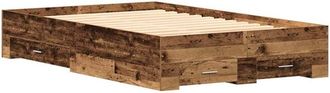 vidaXL Bettgestell mit Schubladen Altholz 120 x 190 cm Holzwerkstoff Vidaxl