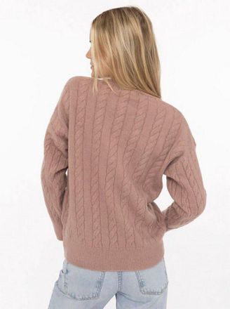 Zwillingsherz Strickpullover Zopfstrick Rundhalsausschnitt, Zopfstrick, Langarm