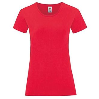 Fruit Of The Loom T-shirt pour femme Iconic Taille S à XXL, rouge, XS