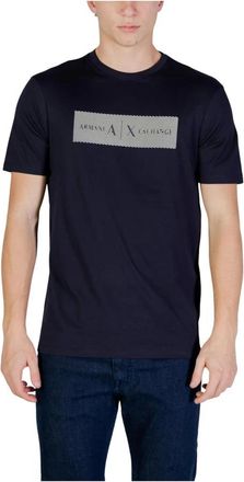 A|X Armani Exchange Homme, Tops, Bleu, Taille: L T-shirt &agrave; Manches Courtes et Col Rond en Coton