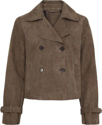Notyz Notyz, Femme, Vestes, Brun, Taille: 44 FR Suede Short Trenchcoat