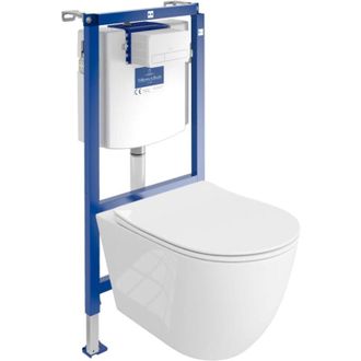 Domino Villeroy&boch wc Set mit Vorwandelement, Wand-WC und Sp&uuml;lknopf