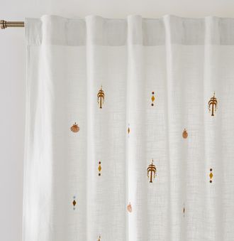 La Redoute Interieurs Rideau En Coton Motifs Exotiques Brod&eacute;s Pattes Cach&eacute;es Nizar