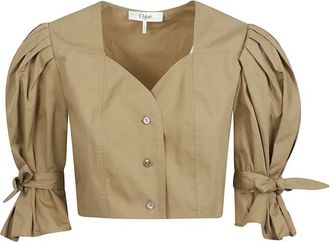 Chlo&eacute; Femme, Blouses et Chemises, Vert, Taille: 38 FR Haut Court &agrave; Manches Bouffantes