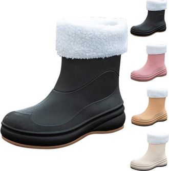 Generic Bottes de pluie pour femme, chaussures de jardin imperm&eacute;ables avec doublure en peluche, bottes de pluie antid&eacute;rapantes pour lext&eacute;rieur, chaudes et con